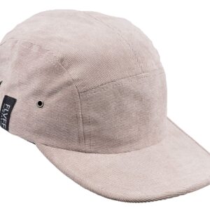 FLVFF 5 Panel Hat for Men Women Flat Brim Baseball Cap Urban Street Camper Hats (F1) (Beige Corduroy)