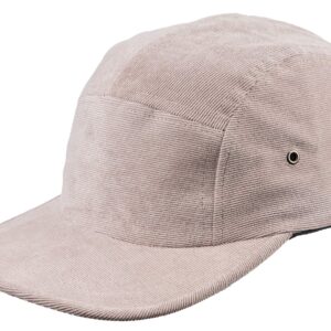 FLVFF 5 Panel Hat for Men Women Flat Brim Baseball Cap Urban Street Camper Hats (F1) (Beige Corduroy)