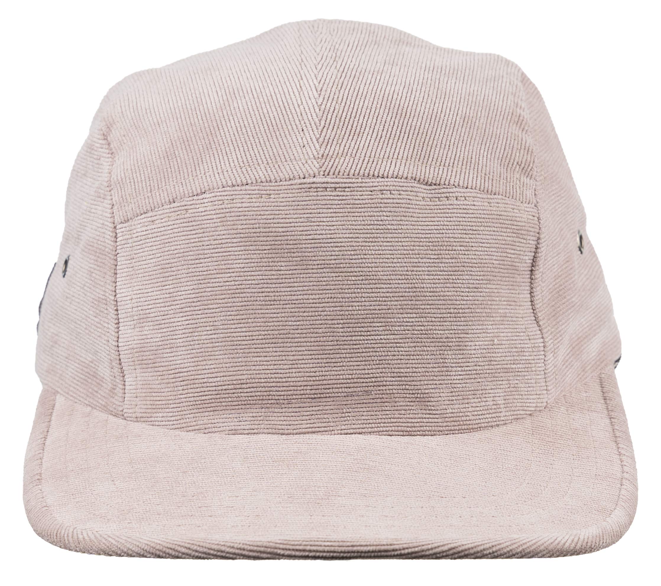 FLVFF 5 Panel Hat for Men Women Flat Brim Baseball Cap Urban Street Camper Hats (F1) (Beige Corduroy)