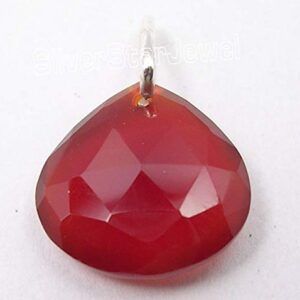 SilverStarJewel 925 Solid Sterling Silver Red Cut Carnelian tcw 8.8 Pendant 0.8"