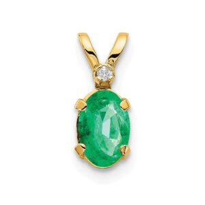 roy rose jewelry 14k yellow gold diamond & 1/2-carat oval emerald birthstone pendant