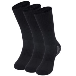 sunew bamboo dress socks, mens absorb sweat seamless toe casual crew mid calf cycking cushioned bamboo athletic outdoor hiking trekking workout socks black l 3 pack