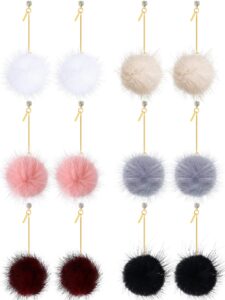 hicarer 6 pairs ball earrings pom pom earrings faux fur ball earrings pom dangle earrings puff ball earring for women