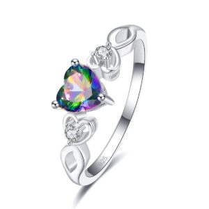 narica 925 silver plated ring created rainbow topaz heart shaped twist wedding engagement ring for women size 9