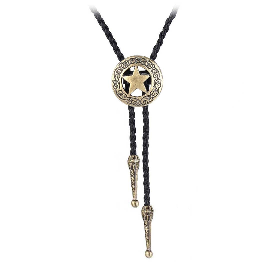 BRBAM Western Cowboy Texas Style Vintage Bolo Tie Fashion Texas Map and Lone Star Leather Bolo Tie Necktie Necklace (Style 7 - Gold)