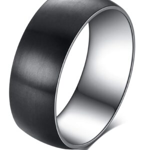 Ofeiyaa Titanium Steel Rings for Men Women Engagement Wedding Band Matte Brushed 8mm Comfort Fit Size 13.5