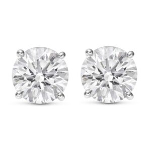 houston diamond district 4 carat igi certified natural round brilliant solitaire diamond stud earrings for women platinum 4 prong push back (f-g color si2-i1 clarity)