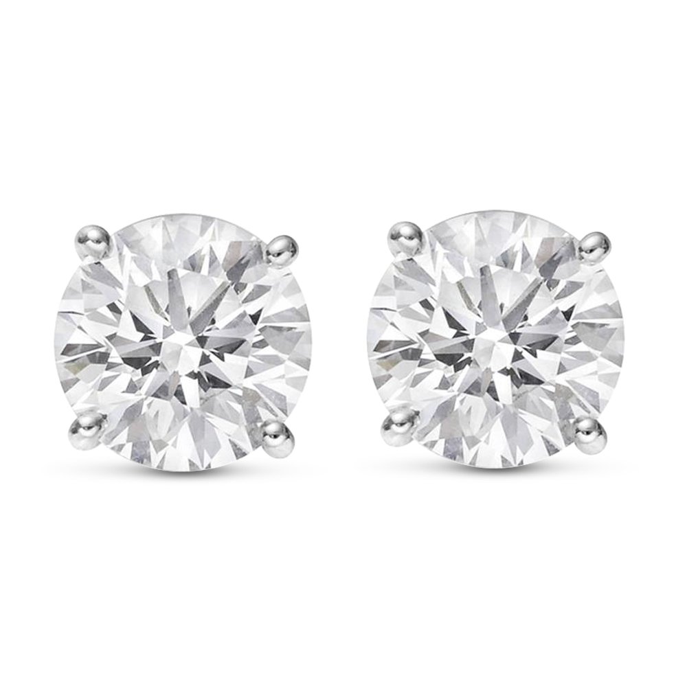 Houston Diamond District 4 Carat IGI Certified Natural Round Brilliant Solitaire Diamond Stud Earrings for Women Platinum 4 Prong Push Back (F-G Color SI2-I1 Clarity)