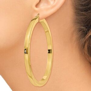 Large 14k Yellow Gold Square-Tubed Hoop Earrings (3mm Thick), (45mm)