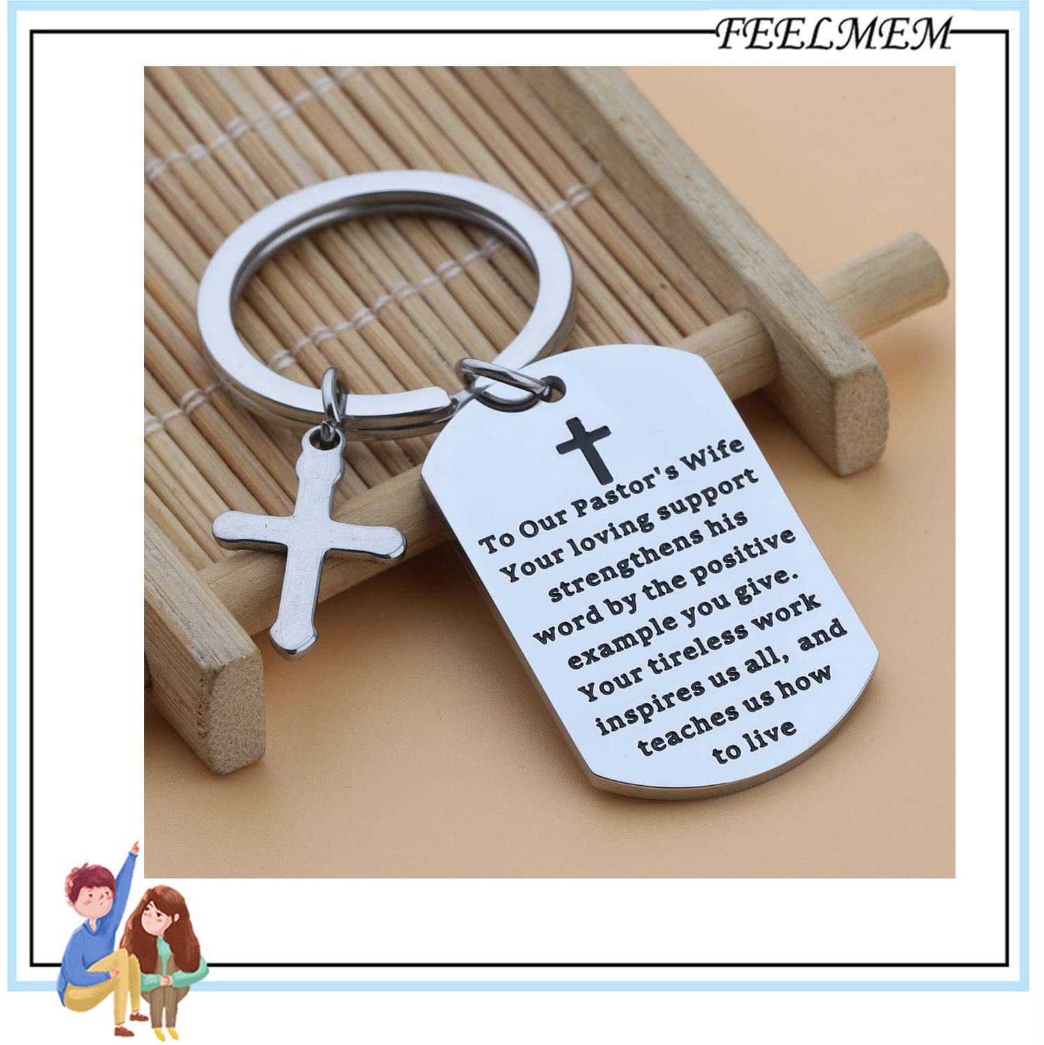 FEELMEM Pastors Wife Gift Religious Jewelry To Our Pastor's Wife Your Loving Support Strengthen His Word By the Positive Example You Give Keychain Minister's Wife Gift (silver)