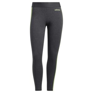 adidas female essentials 3-stripes tights, dark grey/signal green,xs