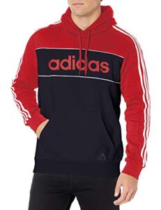 adidas mens essentials hooded sweatshirt scarlet/ ink/scarlet small