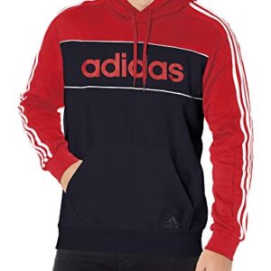 adidas mens Essentials Hooded Sweatshirt Scarlet/ Ink/Scarlet Small