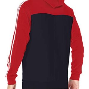 adidas mens Essentials Hooded Sweatshirt Scarlet/ Ink/Scarlet Small