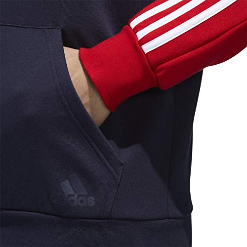 adidas mens Essentials Hooded Sweatshirt Scarlet/ Ink/Scarlet Small