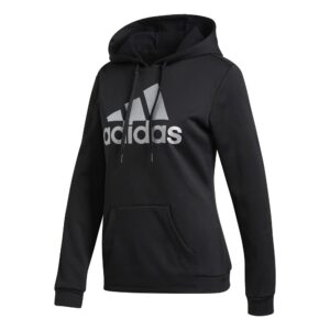 adidas womens game & go pullover hoodie black/metallic silver x-small