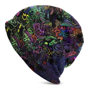 trippy psychedelic art (2) beanie men women unisex skull knit hat cap