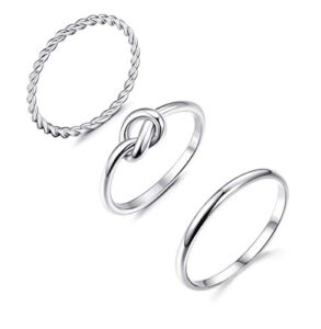 orazio 4 pcs silver wave rings for women twist knot band stackable rings stainless steel simple thumb cute love rose gold rings set