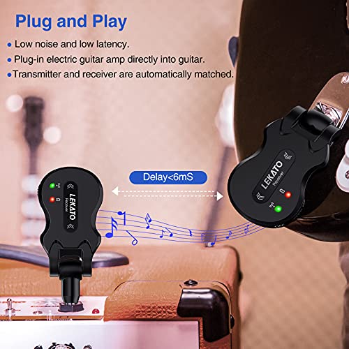 LEKATO 5.8Ghz Wireless Guitar System 4 Channels Audio Digital Guitar Transmitter Receiver