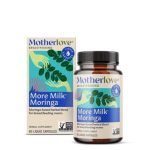 motherlove more milk moringa (60 liquid caps) moringa-based lactation supplement to support breast milk supply—non-gmo, organic herbs, vegan, kosher