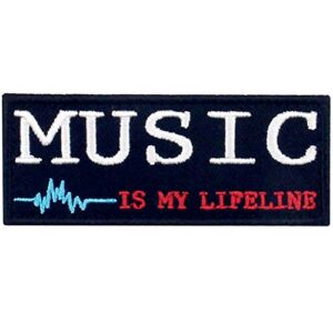 music is my lifeline patch embroidered morale applique fastener hook & loop emblem