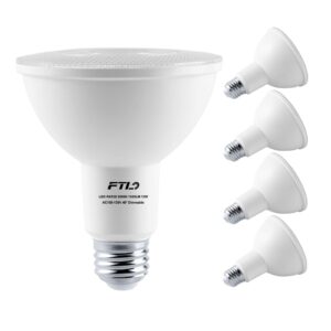 ftl par30 led bulb 3000k warm white long neck flood light dimmable 12w 1300lm e26 40 degree 75w halogen spot replacement for outdoor indoor recessed can lighting 4-pack