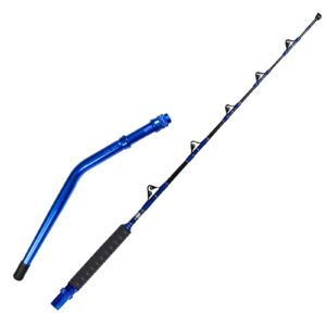 bent butt fishing rod 2-piece trolling rod saltwater offshore heavy conventional boat fishing pole with roller guides (6'6" 80-120 lbs bent butt)