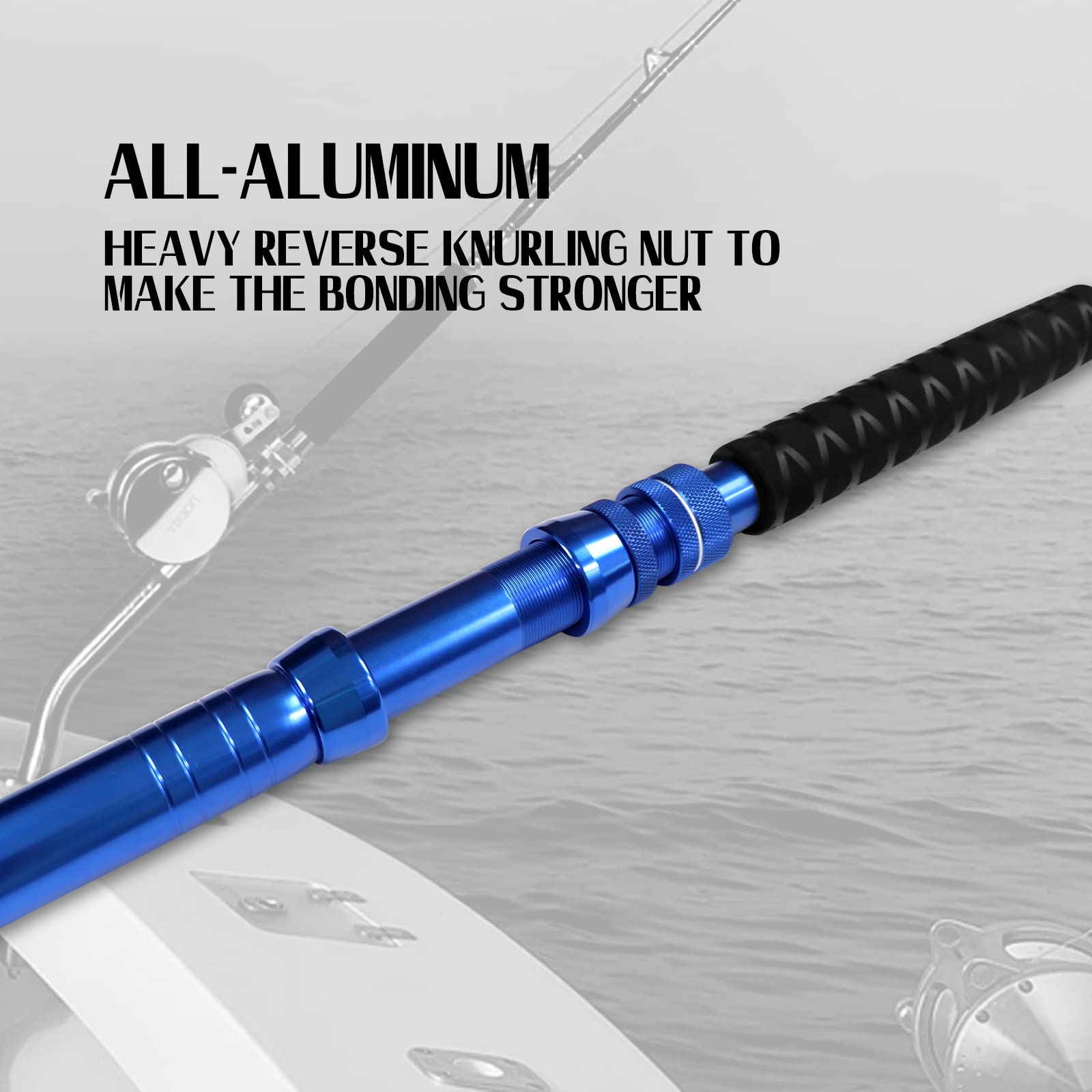 Bent Butt Fishing Rod 2-Piece Trolling Rod Saltwater Offshore Heavy Conventional Boat Fishing Pole with Roller Guides (6'6" 80-120 lbs Bent Butt)