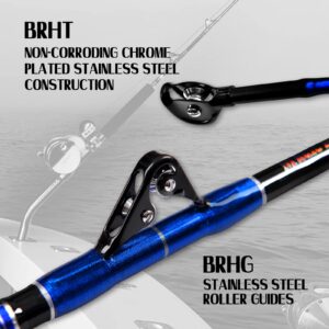 Bent Butt Fishing Rod 2-Piece Trolling Rod Saltwater Offshore Heavy Conventional Boat Fishing Pole with Roller Guides (6'6" 80-120 lbs Bent Butt)