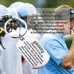 FUSTMW Coach Thank You Keychain #1 Coach Gift Appreciation Gift for Football Basketball Soccer Baseball Coach Retirement Gift (#1 Coach Gift)