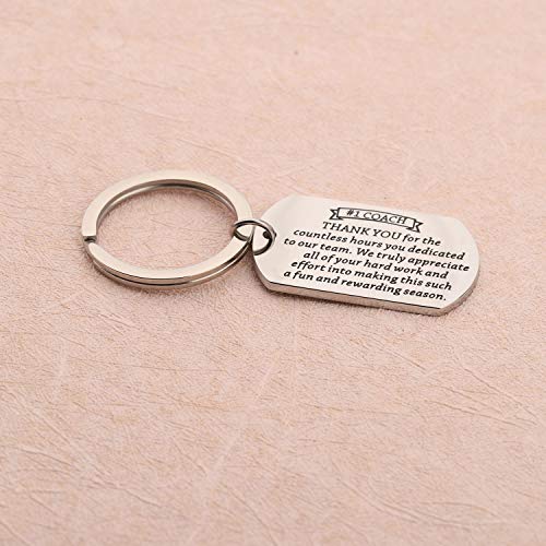 FUSTMW Coach Thank You Keychain #1 Coach Gift Appreciation Gift for Football Basketball Soccer Baseball Coach Retirement Gift (#1 Coach Gift)