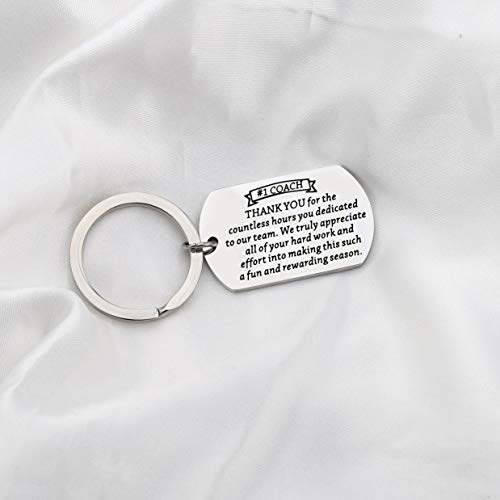 FUSTMW Coach Thank You Keychain #1 Coach Gift Appreciation Gift for Football Basketball Soccer Baseball Coach Retirement Gift (#1 Coach Gift)