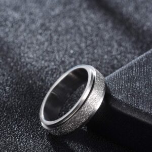 Tornito Stainless Steel Spinner Ring Engagement Wedding Band for Women Sand Blast Finish Step Edge Sleek 6MM