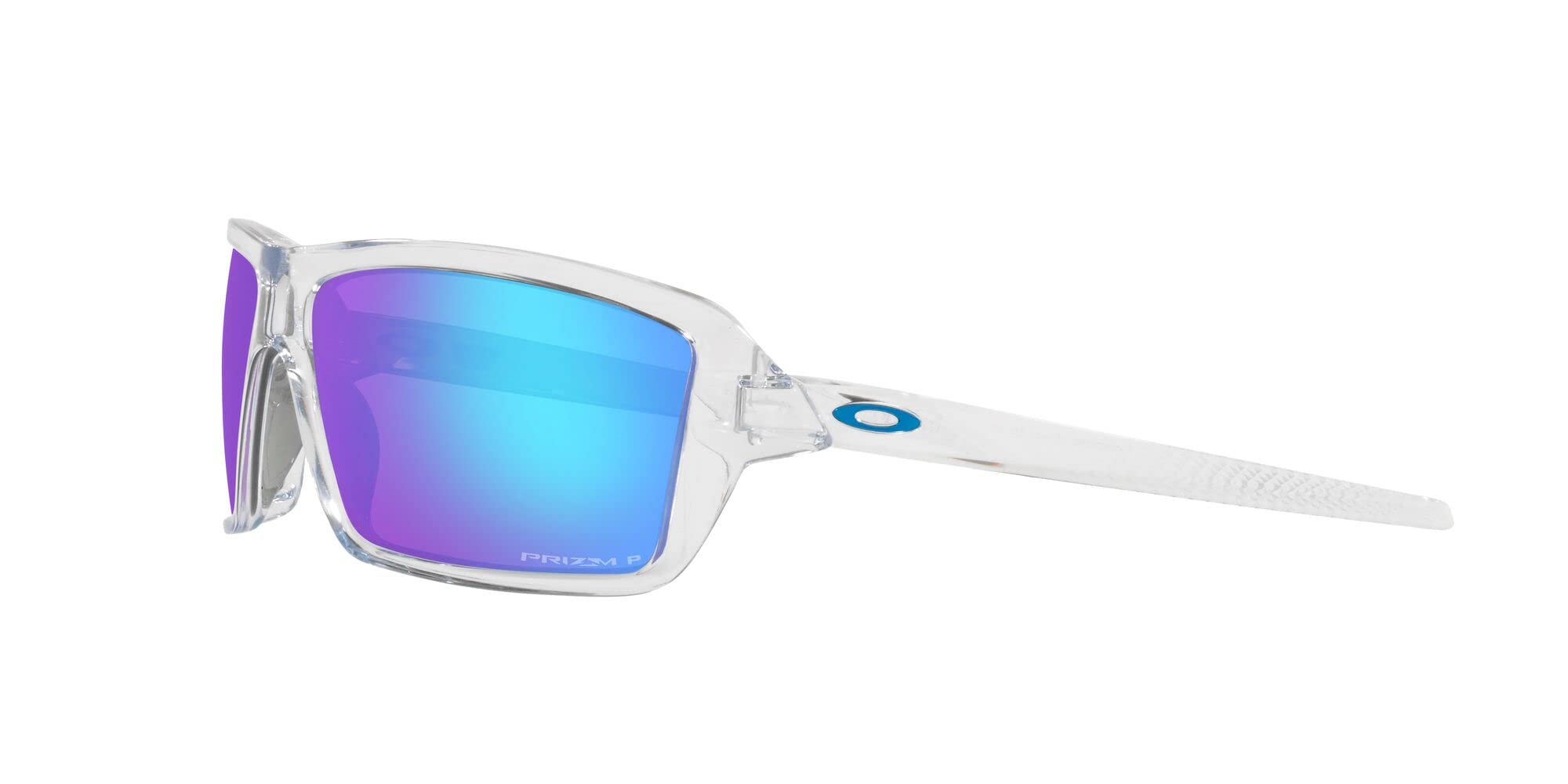 Oakley Men's OO9129 Cables Rectangular Sunglasses, Polished Clear/Prizm Sapphire Polarized, 63 mm