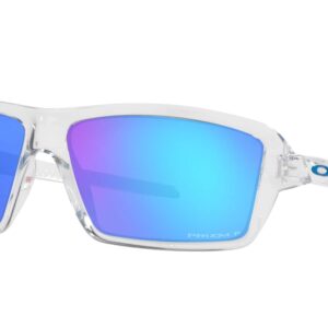 Oakley Men's OO9129 Cables Rectangular Sunglasses, Polished Clear/Prizm Sapphire Polarized, 63 mm