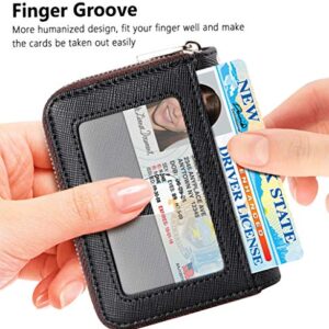 FurArt Credit Card Wallet, Zipper Card Cases Holder for Men Women, RFID Blocking, KeyChain Wallet, Compact Size