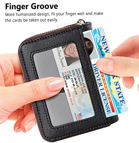 FurArt Credit Card Wallet, Zipper Card Cases Holder for Men Women, RFID Blocking, KeyChain Wallet, Compact Size