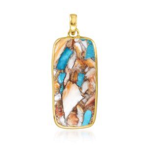 ross-simons kingman turquoise pendant in 18kt gold over sterling