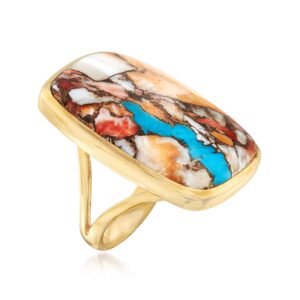 Ross-Simons Kingman Turquoise Ring in 18kt Gold Over Sterling. Size 9