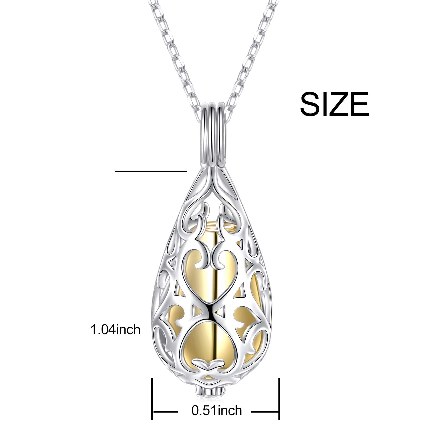 S925 Sterling Silver Always in My Heart Teardrop Memorial Pendant Necklace with Hollow Urn Keepsake Cremation Jewelry for Ashes