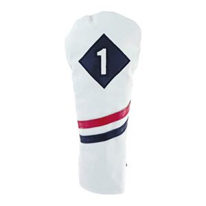 ram golf premium vintage style pu leather headcovers, retro white, driver