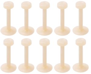 set of 10 16ga flesh tone flexible bioflex removable push top piercing retainers, metal & allergy free (light - 10mm (3/8"))