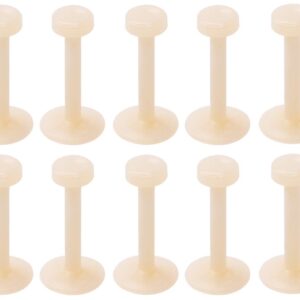 Set of 10 16GA Flesh Tone Flexible Bioflex Removable Push Top Piercing Retainers, Metal & Allergy Free (Light - 10mm (3/8"))