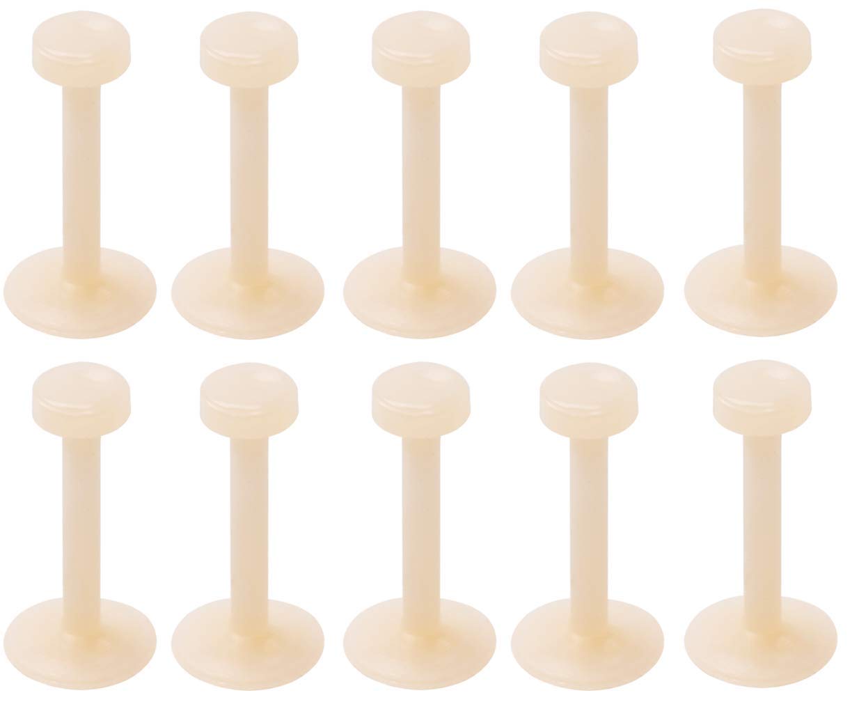 Set of 10 16GA Flesh Tone Flexible Bioflex Removable Push Top Piercing Retainers, Metal & Allergy Free (Light - 10mm (3/8"))