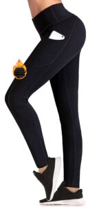 iuga fleece lined leggings with pockets for women thermal leggings for women high waisted yoga pants winter workout leggings black