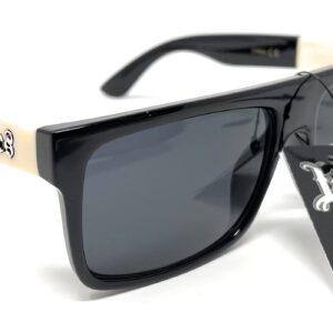 Locs 91156 Black Sunglasses | Authentic Gangster Squared Flat Top Ivory Arms Shades