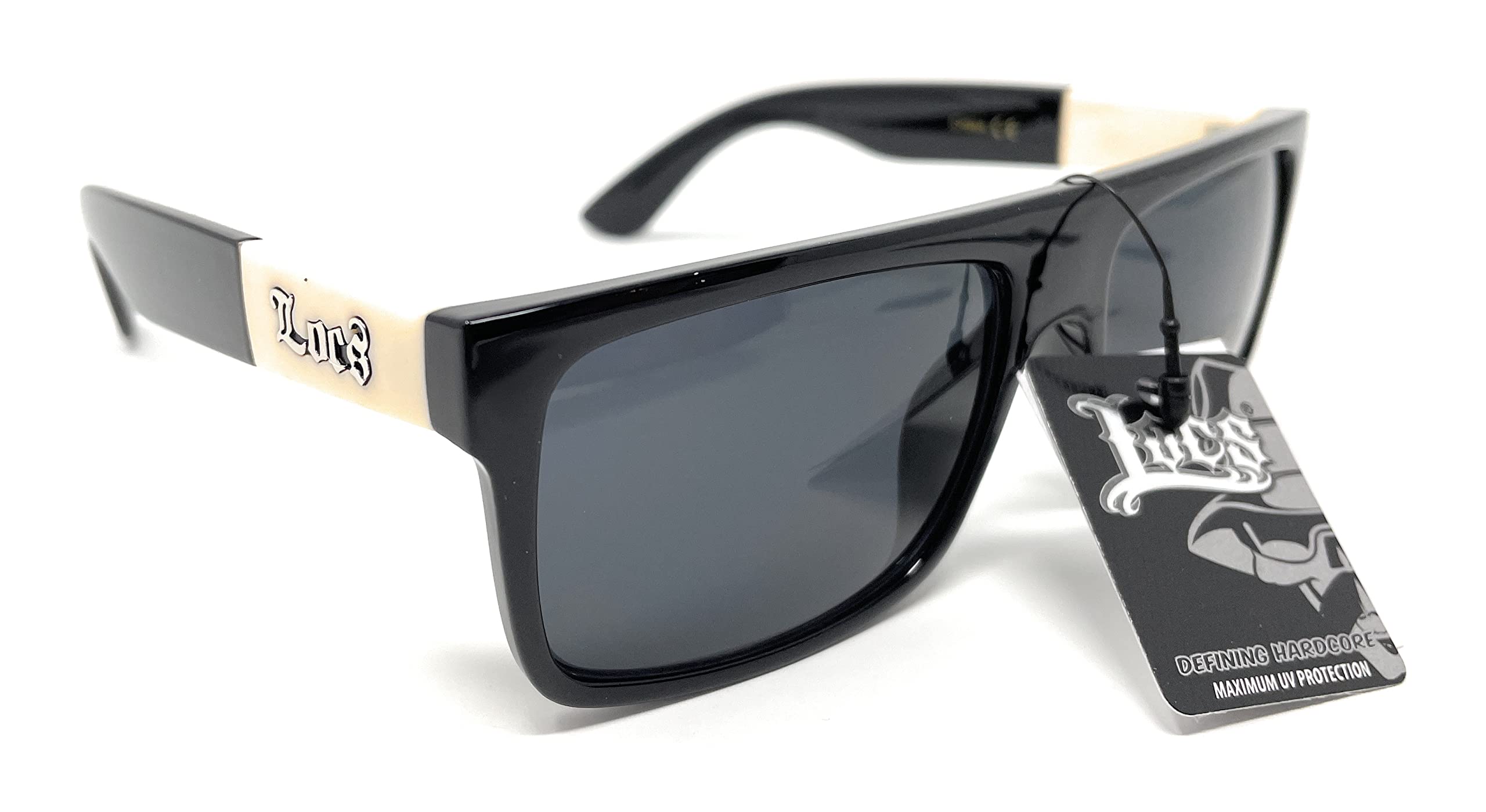 Locs 91156 Black Sunglasses | Authentic Gangster Squared Flat Top Ivory Arms Shades