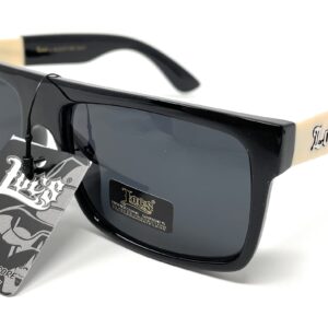 Locs 91156 Black Sunglasses | Authentic Gangster Squared Flat Top Ivory Arms Shades