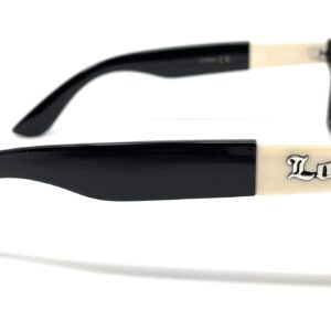 Locs 91156 Black Sunglasses | Authentic Gangster Squared Flat Top Ivory Arms Shades