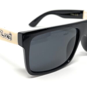 Locs 91156 Black Sunglasses | Authentic Gangster Squared Flat Top Ivory Arms Shades